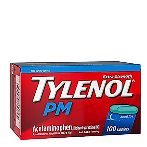 Tylenol PM Extra Strength Pain Reliever & Sleep Aid Caplets, 500 mg Acetaminophen, 100 ct