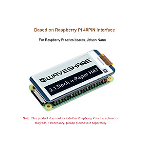 2.13inch E-Ink Display HAT V4 Version, 250x122 Resolution 3.3V/5V Black White Two-Color e-paper Screen Module for Raspberry Pi Zero/Zero W/Zero WH/2B/3B/3B+/4B, Supports Partial Refresh, SPI Interface