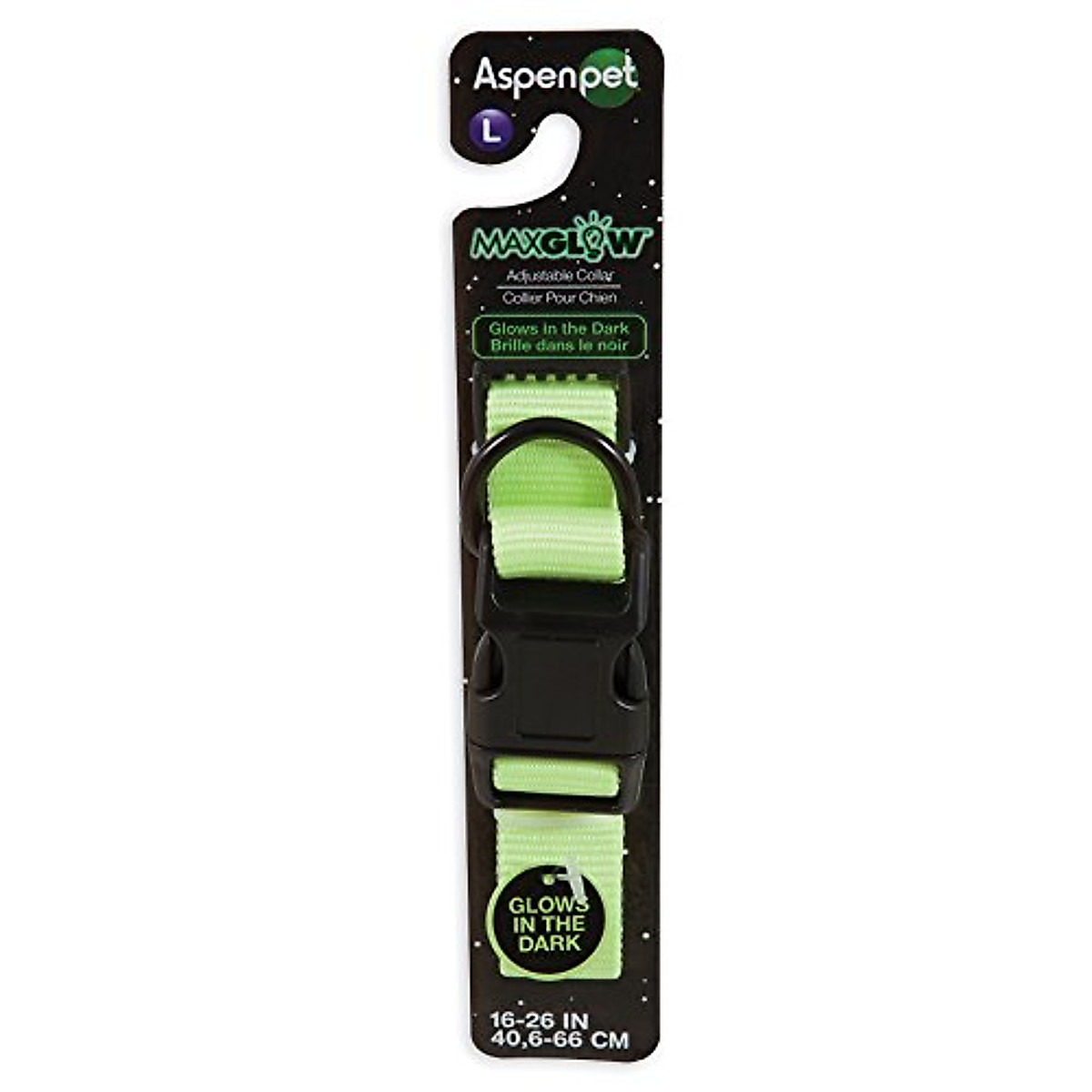 Petmate Glow-in Dark Adjustable Collar, 1" x 16-26", Light Green
