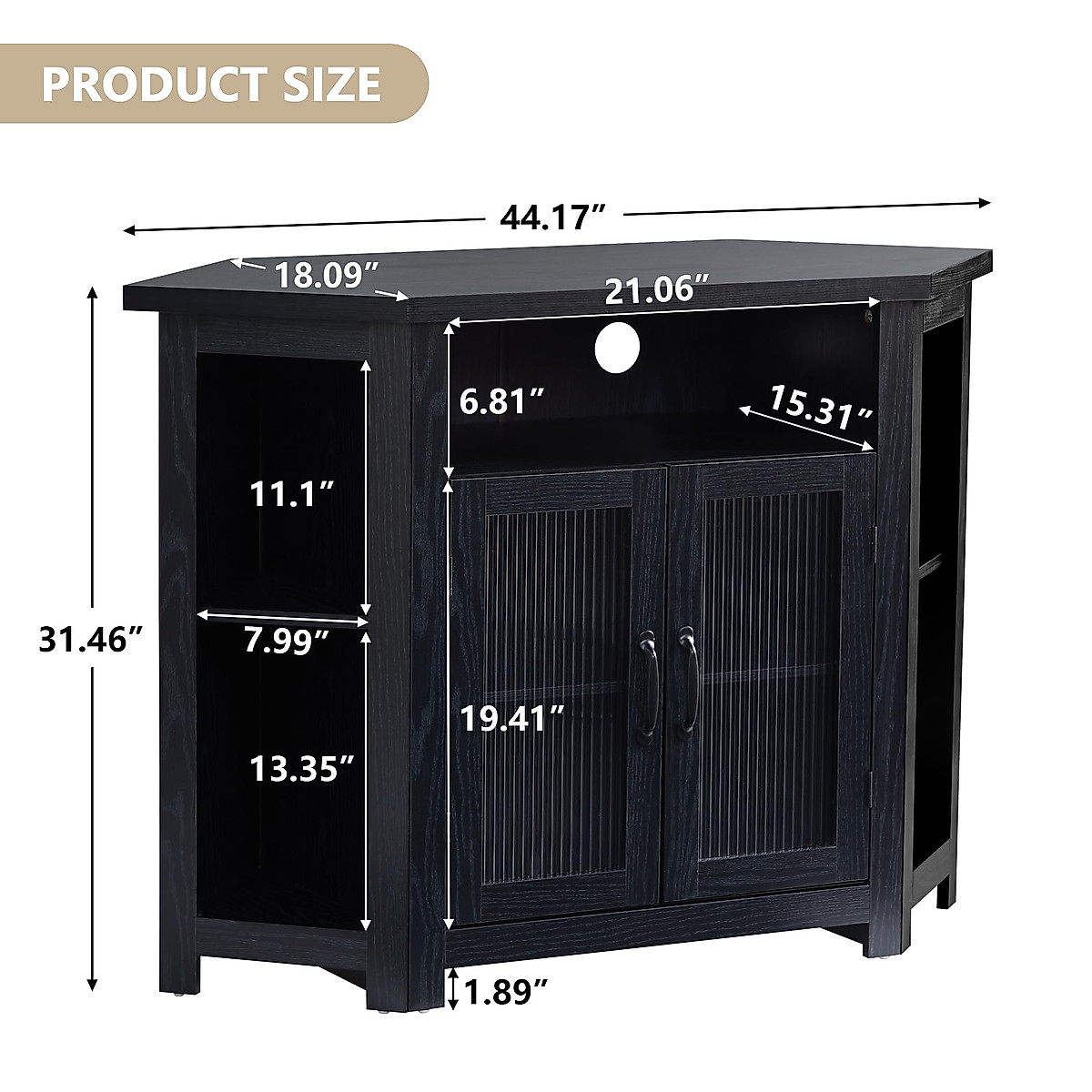 weselon Corner TV Stand for TVs up to 48 Inch, Media Entertainment Center with Storage Shelves and 2 Doors, Console Table Buffet Cabinet for Living Room Bedroom