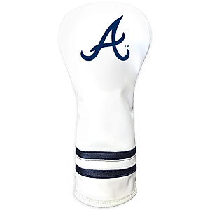 Team Golf MLB Atlanta Braves White Vintage Fairway Head Cover White Vintage Fairway Golf Club Headcover, Form Fitting Design, Retro Design