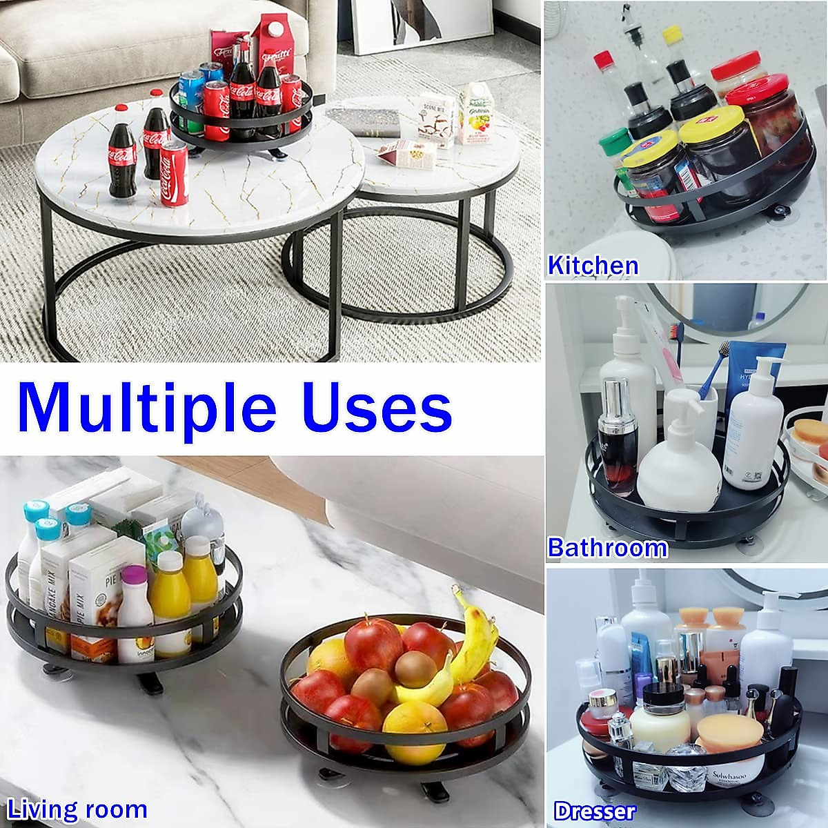 MAYAYOO Lazy Susan Turntable Organizer, 10 Inch Round Rotating Spice Rack for Cabinet, Kitchen, Pantry, Countertop, Refrigerator, Vanity, Bathroom