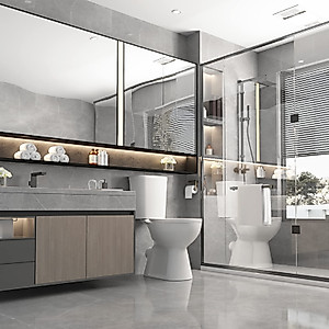 Simple Project 19inch Tall Toilet | Elongated Toilets 1.28GPF Powerful Dual Flush | Rear Outlet Toilet, High Toilets For Seniors, Disabled & Tall Person