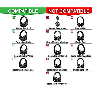 Cushions Replacement Ear Pads for Beats Studio 2 & 3 (B0501, B0500) Wired & Wireless | Softer Leather, High Density Memory Foam | Enhanced Noise Cancellation & Stronger Adhesive (White)