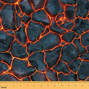 Volcano Fabric by The Yard, Volcanic Rock Upholstery Fabric, Halloween Lava Fluid Liquid Tapestries Decorative Fabric, Nature Indoor Outdoor Fabric, DIY Art Waterproof Fabric, Orange Black, 2 Yards