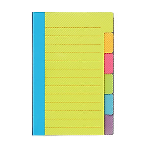 Redi-Tag Divider Sticky Notes, Tabbed Self-Stick Lined Note Pad, 60 Ruled Notes, 4 x 6 Inches, Assorted Neon Colors (29500)
