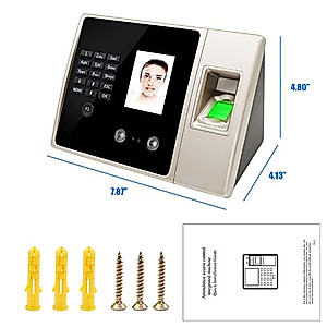 Time Clocks for Small Business,Clock In and Out Machine for Employees,Work Attendance Machine with Face Recognition,Fingerprint Scan,ID Card,PIN Punching in One,Offline Intelligent Time Card Machine