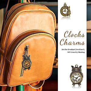 JIALEEY Antiqued Bronze Clock Face Charm Pendant, Wholesale Bulk Lots Mixed Gears Steampunk Charms Pendants DIY for Necklace Bracelet Jewelry Making and Crafting, 100g(38PCS)