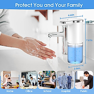 WSONVO Touchless Automatic Foam Soap Dispenser - Adjustable Foam Levels, Infrared Sensor, for Bathroom, Kitchen, Office, Hotel - 9.5oz/280ml