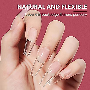 Nail Tips for Acrylic Nails 500 PCS - Clear Coffin Nails Tips Full Cover Professional Fake False Nails Extension Tips with Box for Nail Art