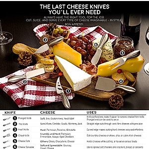 BURU Cheese Knives Set 6-Piece Stainless Steel Cheese Knife Set for Charcuterie with Spreader, Fork and Case with best cheese knives Great Gift Set and best cheese knife with full-length blades