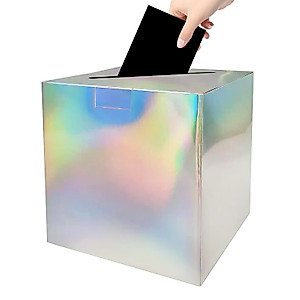 SietDESEO Card Box for Party Iridescent Card Box Raffle Box Gift Card Box Holder for Birthday Party Wedding Reception Baby Shower Bridal Shower Money Card Box
