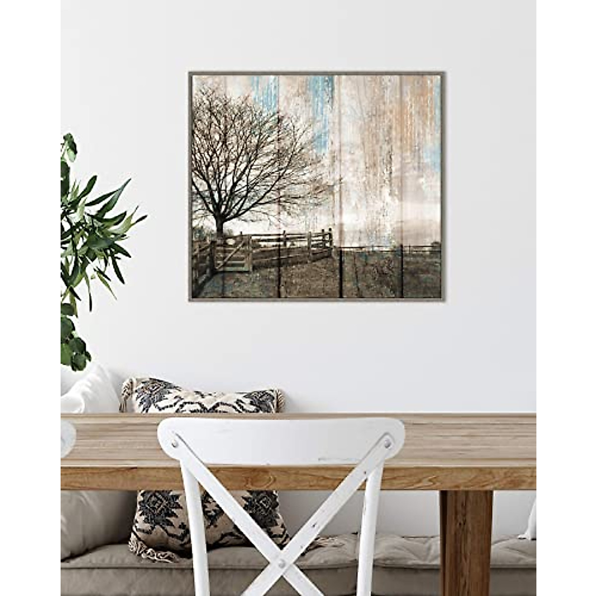 Rustic Farmhouse Wall Art Country Tree Winter Landscape Picture Canvas Print for Bedroom LivingRoom Home Decoration Modern Artwork 16"X20" Frameless