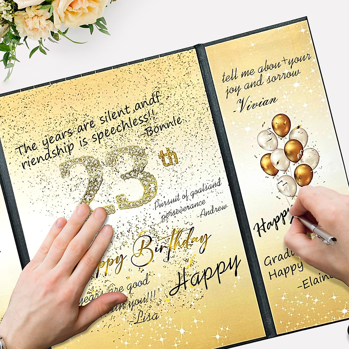 Birthday Guest Book Birthday Black and Gold Party Decorations,DIY Birthday Signing Card Board wtih Number Stickers, Be applicable to Any Age Birthday Party Supplies,Record the best wishes of friends