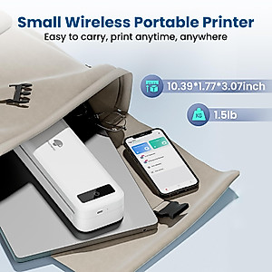 Phomemo Portable Printers Wireless for Travel, Inkless Printer Thermal M835, Mobile Printer Bluetooth Support 8.5"/A4/4.33"/3.15"/2.08" Thermal Paper Roll, Compact Printer Compatible with iOS&Android