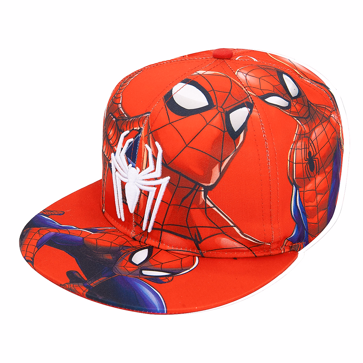 Marvel Comics Mens Spiderman Character Costume Embroidered/Printed Snapback Flatbrim Baseball Cap Hat