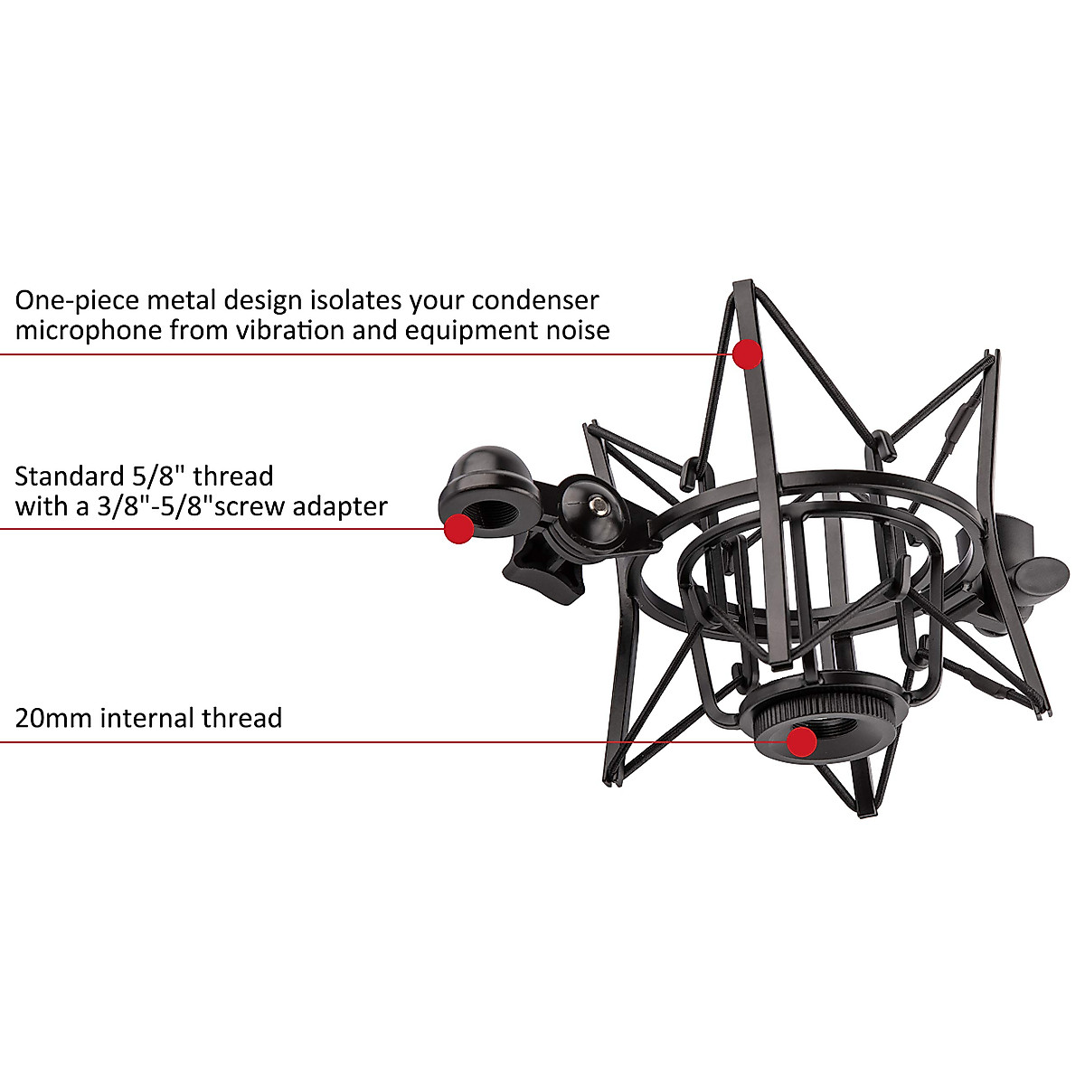 LYRCRO Microphone Shock Mount with Integrated Pop Shield for Rode Mics like K2, NT1-A,NT1000, NT2-A, NT2000, NTK, Podcaster and Procaster (20mm Internal Thread).