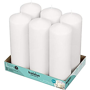 Bolsius White Pillar Candles – 3x9 Unscented Candle Set of 6 – Dripless, Smokeless, and Clean Burning Household Dinner Candles – Perfect for Weddings, Parties, Dinners Decorative Candles