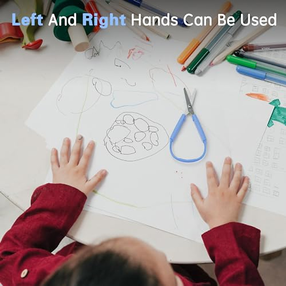 Sokoweii Loop Scissors, Adaptive Design, Preschool Training Scissors, Mini Squeeze Scissors, Lefty Support, (3Pcs)