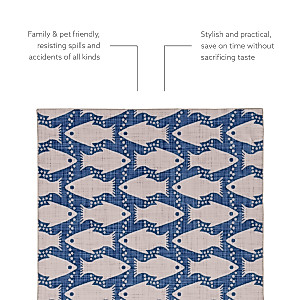 Linon The Anywhere Washable Rug Shayna Ivory/Blue 2' X 8' Runner Rug