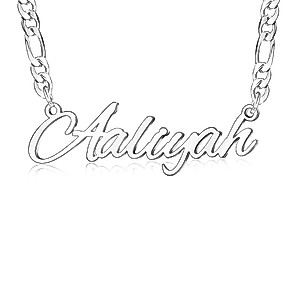 Jewenova S925 Sterling Silver Name Necklace Personalized,Custom nameplate Pendant Necklace for Women Personalized Jewelry Gift with Box