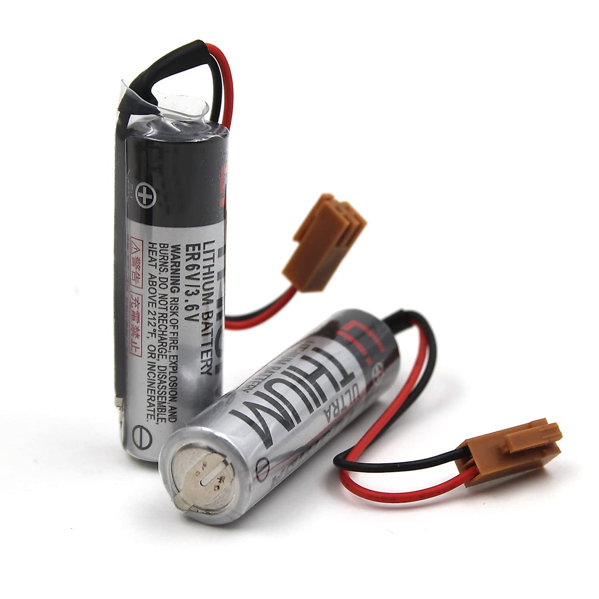 elxjar (2-Pack) 3.6V ER6V Battery Compatible with Toshiba PLC Battery in Factory Bag ER6VC119A/119B with Brown Plug