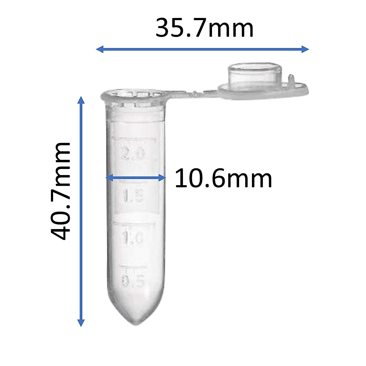 Polypropylene 2.0 ml Micro-centrifuge Tube with Snap Cap, Natural (Pack of 500)