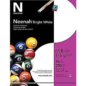 Neenah Premium Cardstock, 8.5" x 11", 65 lb/176 gsm & Neenah Cardstock, 8.5" x 11", 90 lb/163 gsm, White & Exact Index Cardstock, 8.5" x 11", 90 lb, White, 250 Sheets