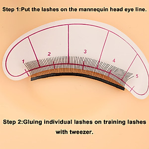 EMEDA Thick Band Practice Lashes for Training Eyelash Extensions 20 Pairs 8mm Length Non-tipped Training Eyelash Practice Strips for Mannequin Head (20 Pairs)