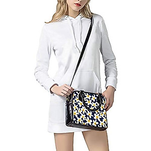 FKELYI Yellow Sunflowers Tropical Design Leather Satchel Handbags for Women Girls Shoulder Crossbody Bag Travel Shopping Totes