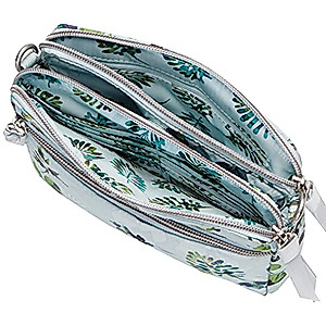 Vera Bradley Women's Performance Twill RFID Medium Triple Compartment Crossbody Purse, Seawater Blooms, One Size