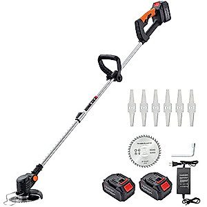 Weed Wacker Cordless Metal Weed Eater Brush Cutter 3 Cutting Capacity 2 Large Batteries for Home Garden Grass Trimming,Weed Cutting and Bush Pruning
