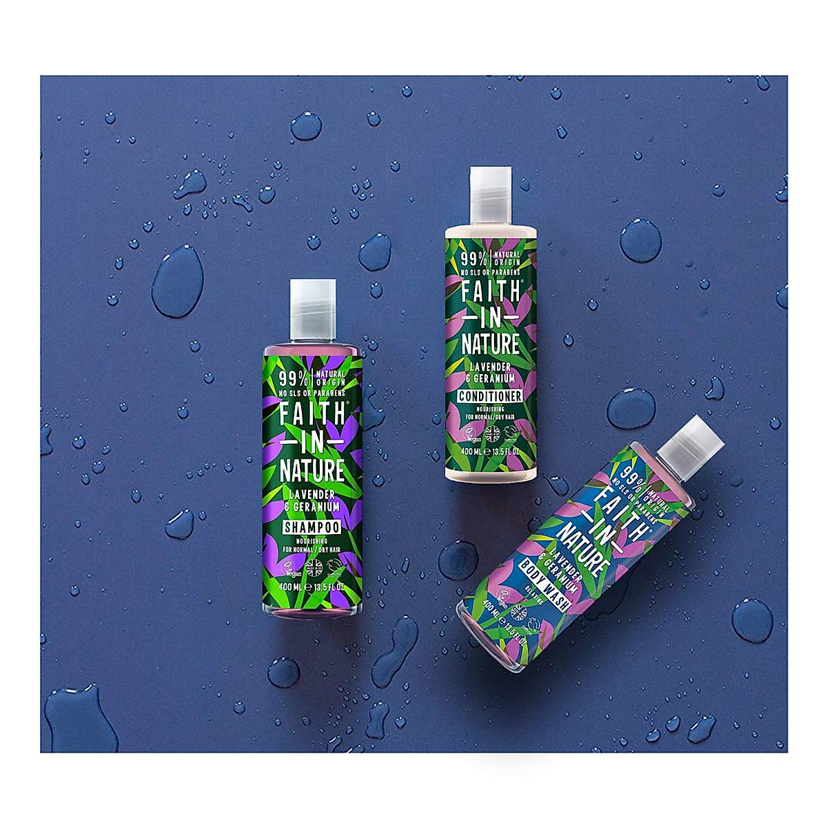 Faith In Nature Lavender & Geranium Shampoo 400ml & Conditioner 400ml Duo | Vegan | Cruelty Free | 99% Natural Fragrance | Free From SLS or Parabens