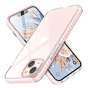 MATEPROX Compatible with iPhone 13 case Clear Thin Slim Crystal Transparent Cover Shockproof Bumper Case for iPhone 13 6.1" 2021(Pink)