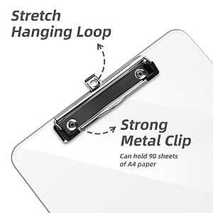 Macroclo Plastic Clipboards, A4 Acrylic Clear Board 8.5x11 for Classroom, Students, Transparent Letter Size 9" x 12.5" with Low Profile Clip, Office & School Supply