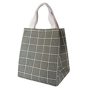 Daixers Lunch Bag Insulated Lunch Box for Women Men Kids,Reusable Adult Lunch Tote Bags for School, Work or Travel (Black Plaid)