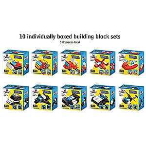 Apostrophe Games 10 SWAT and Fire Fighter Building Block Sets (312 Pieces Total) Ten Individually Boxed Toys for Party Favors, Goodie Bags, Stocking Stuffers