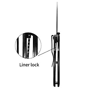 XIPHIAS Practical Folding Pocket Knife with Deep Pocket Clip, Black, XK042, 6.5" Overall(Pocket Knife)