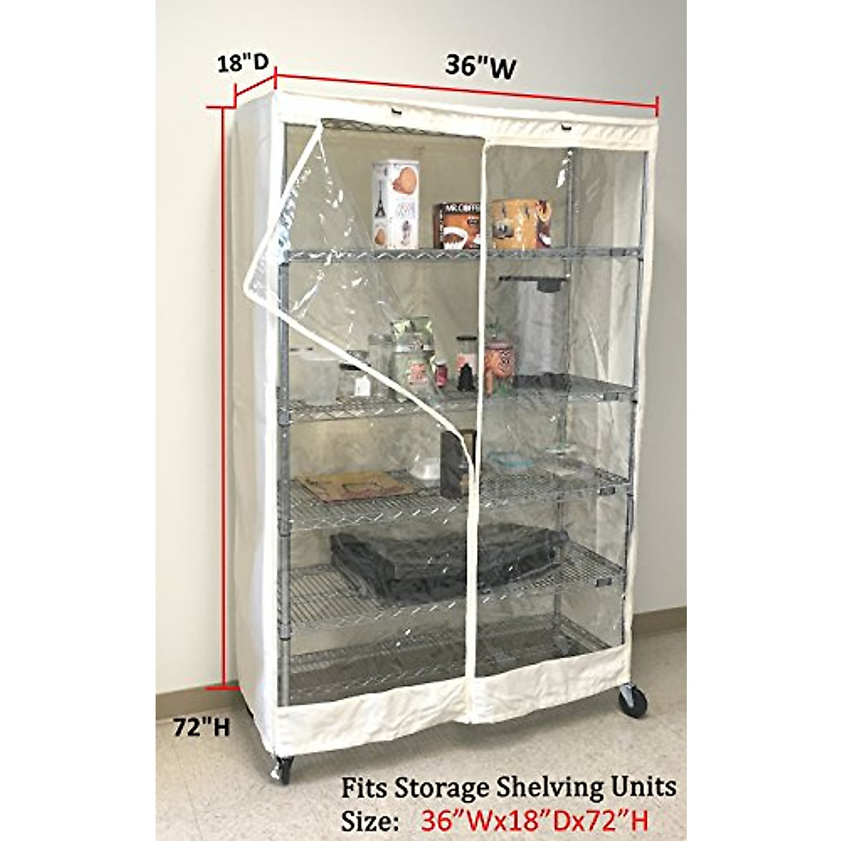 Formosa Covers Storage Shelving Unit Cover, fits Racks 36" Wx18 Dx72 H one Side See Through PVC, Off-White Color, Cover Only