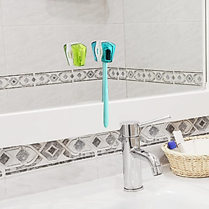 6 Pack Travel Toothbrush Head Covers with Suction Cup Electric and Manual Toothbrush Cover Clip Portable Plastic Toothbrush Protector Cap Brush Pod Case for Traveling, Camping, Bathroom, Home, School