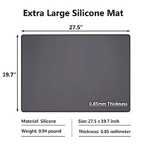 Gartful Extra Large Silicone Mats for Countertop, 28" by 20" Multipurpose Mat, Counter Table Protector, Desk Saver Pad, Placemat Nonstick Nonskid Heat-Resistant Pad, Dark Gray, 2PCS