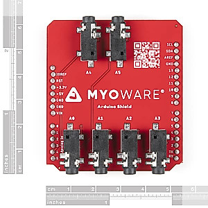 MyoWare 2.0 compatible with Arduino Shield- Connect to your compatible with Arduino R3 board & your MyoWare 2.0 Muscle sensor- Connect up to 6 sensors and/or link shields using TRS to TRS audio cables