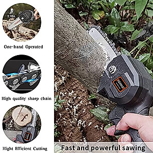 F.EASY.D Mini Chainsaw 4-Inch Cordless Electric Protable Chainsaw with 2 Battery, One-Hand 0.7kg Lightweight, Pruning Shears Chainsaw for Tree Branch Wood Cutting (4inch Black)