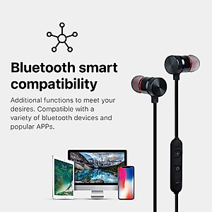 Gigastone Wireless Headphones with Mic, HiFi Stereo Bluetooth 4.2, Magnetic Earbuds Noise Reduction, Light Weight Sweatproof, 3 Size Comfortable Eargel, Compatible with Apple iPhone Samsung LG Android