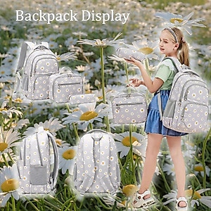 3Pcs Daisy Prints Backpack Sets Kids Bookbag Primary School Daypack Elementary Students Knapsack for Teens Girls