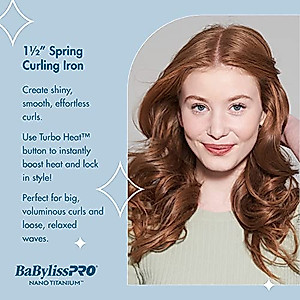 BaBylissPRO Nano Titanium Spring Curling Iron , 1.25 Inch (Pack of 1)