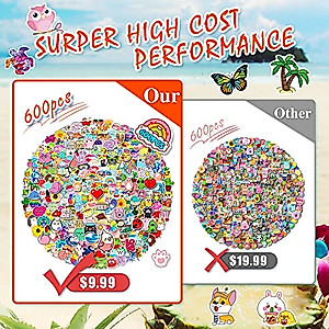 600 PCS Cute Stickers for Kids,Waterproof Water Bottle Stickers for Kids Boys Girls,Kawaii Stickers for Laptop Hydroflask Skateboard Computer Phone