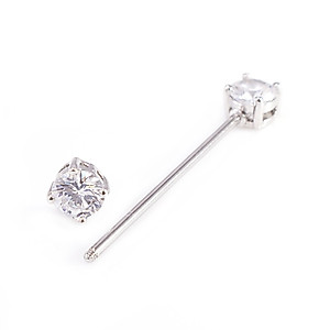 BodyJewelryOnline Industrial Barbell Earring Cartilage [Clear], Front Facing CZ Ends, 14g Thickness, 38mm Bar Length, 7mm CZ Round Gem, Surgical Steel, Hypoallergenic, Durable, Smooth