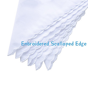 CoCoUSM White Handkerchiefs Premium 60s Cotton scalloped Hankies 11 Inches