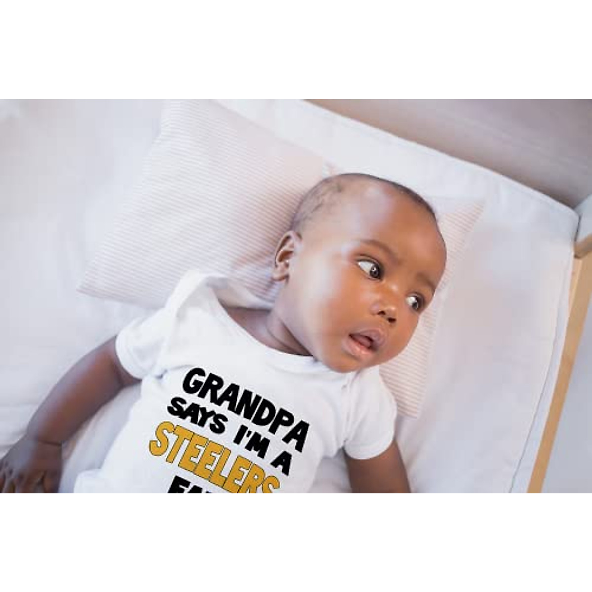 NanyCrafts Baby's My Grandpa says I'm a Steelers Fan Bodysuit Newborn Black